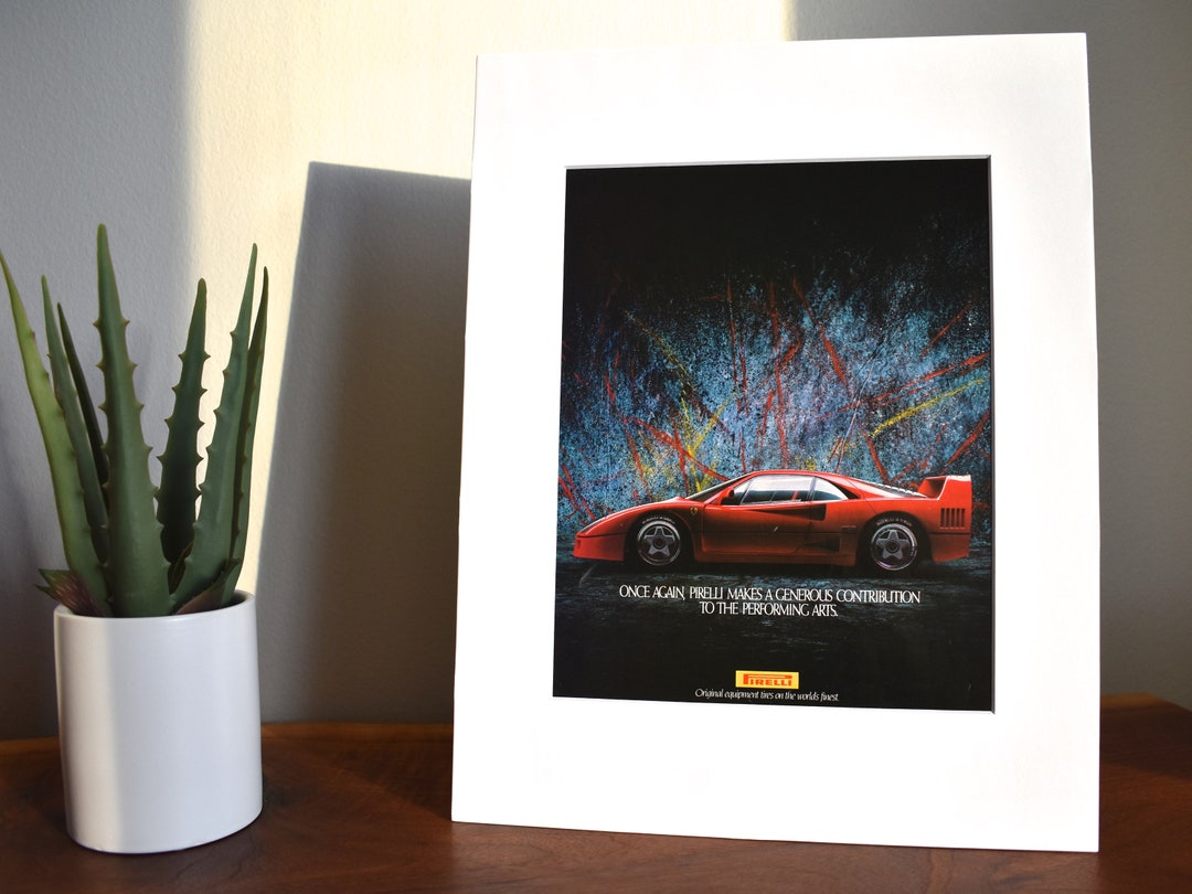 Ferrari F40 Pirelli Tires (available GALLERY FRAMED!) Retro Magazine ...