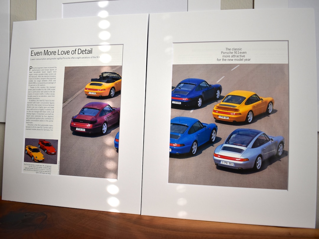 1995 Porsche 911 Carrera 993 Model Line up Two-page (available FRAMED ...
