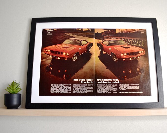1971 Plymouth Barracuda & Hemi-'cuda Framed Centerfold Vintage Magazine ...