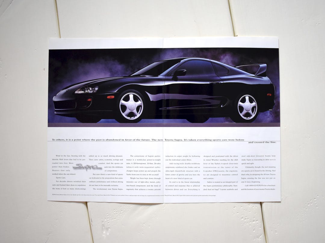 1993 Toyota Supra A80 Twin Turbo MK4 Bi-fold Magazine Poster / Brochure ...