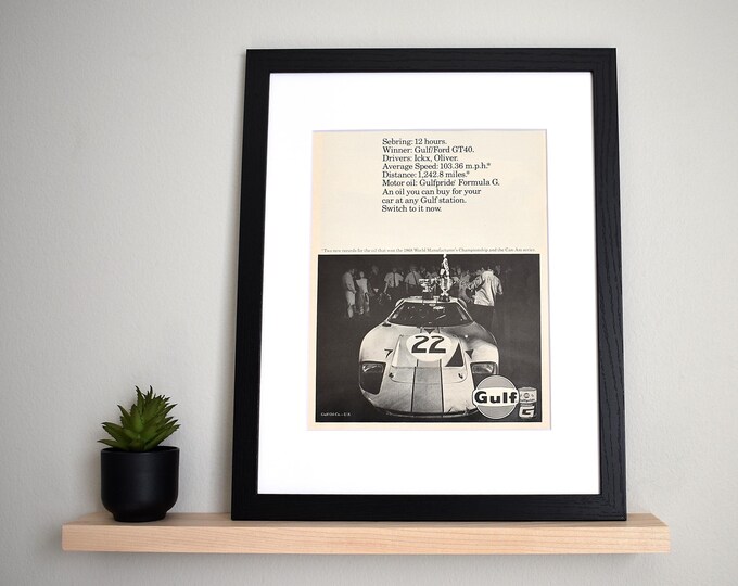 1968 Ford GT40 / Gulf Oil (available GALLERY FRAMED!) Vintage Magazine ...