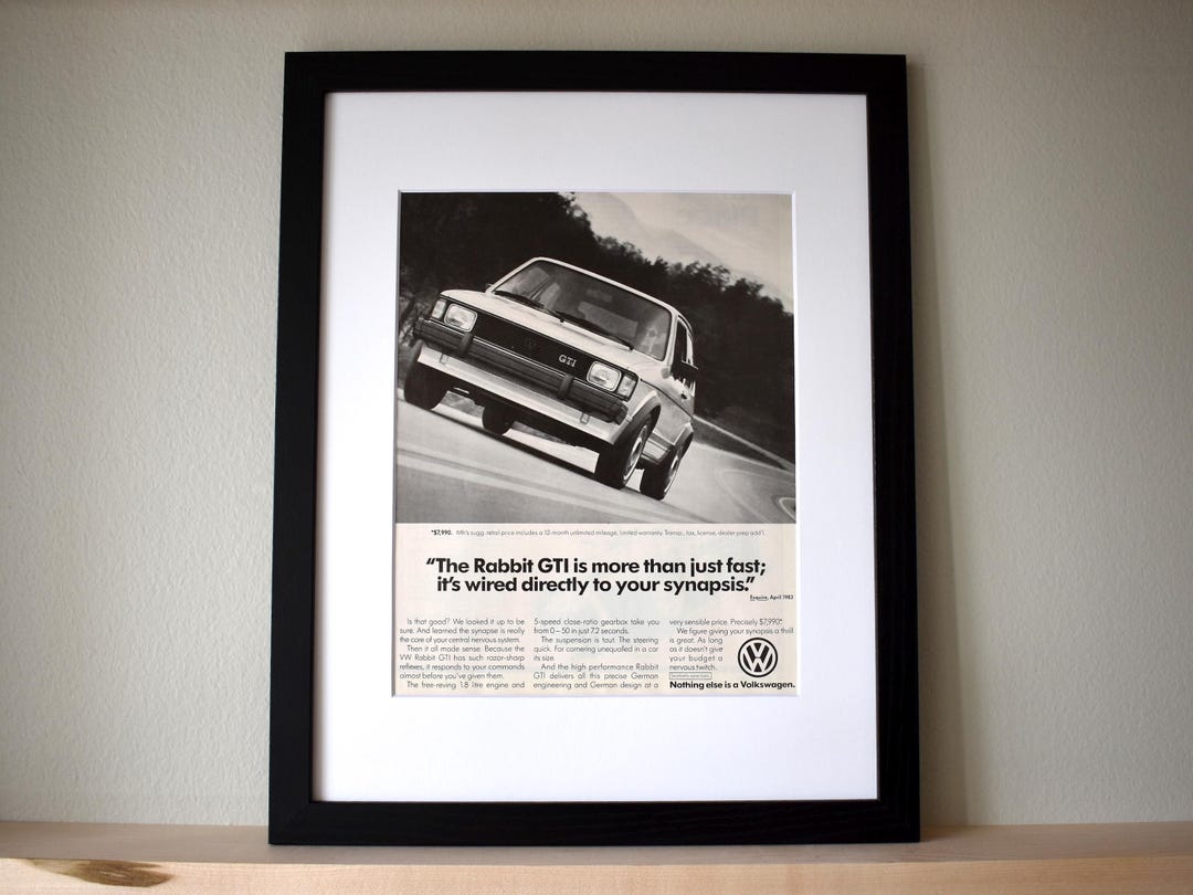 1983 Volkswagen Rabbit GTI MKII available FRAMED Vintage Magazine Print ...