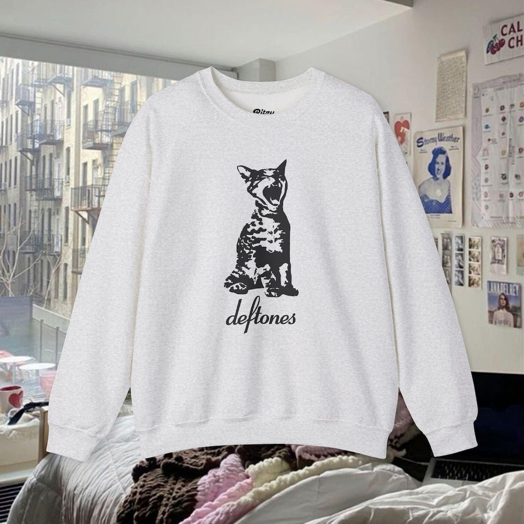 Deftones Cat Crewneck Sweatshirt, Rock Band, Band Merch, Oversized Band ...