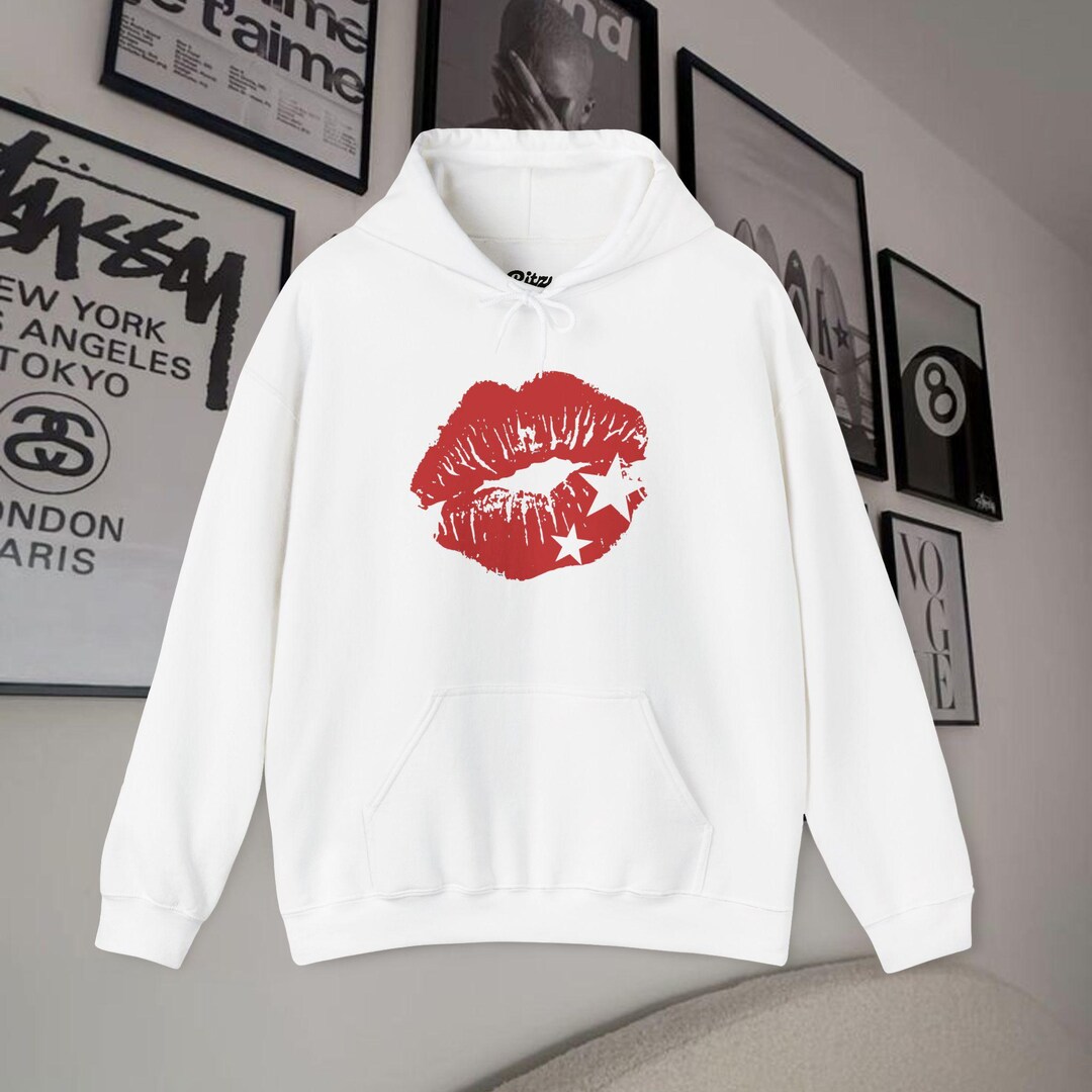 Kiss Mark Hoodie, Y2K Pullover, Streetwear Fashion, Ahs Style Clothing ...
