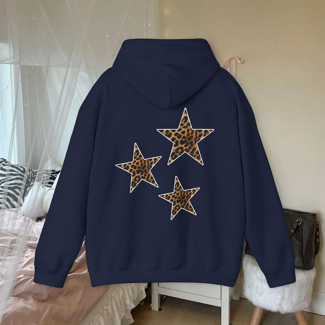 Leopard Print Stars Hoodie, Ahs Style Pullover, Streetwear Hoodie ...