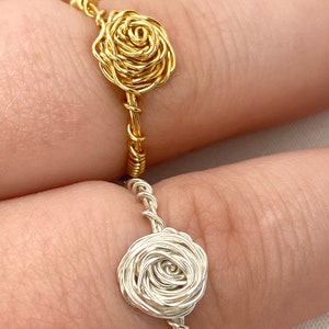 Dainty Rose Ring, Wire Wrapped, Gold and Silver, Rings for Women - Etsy