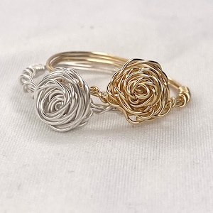 Dainty Rose Ring, Wire Wrapped, Gold and Silver, Rings for Women - Etsy
