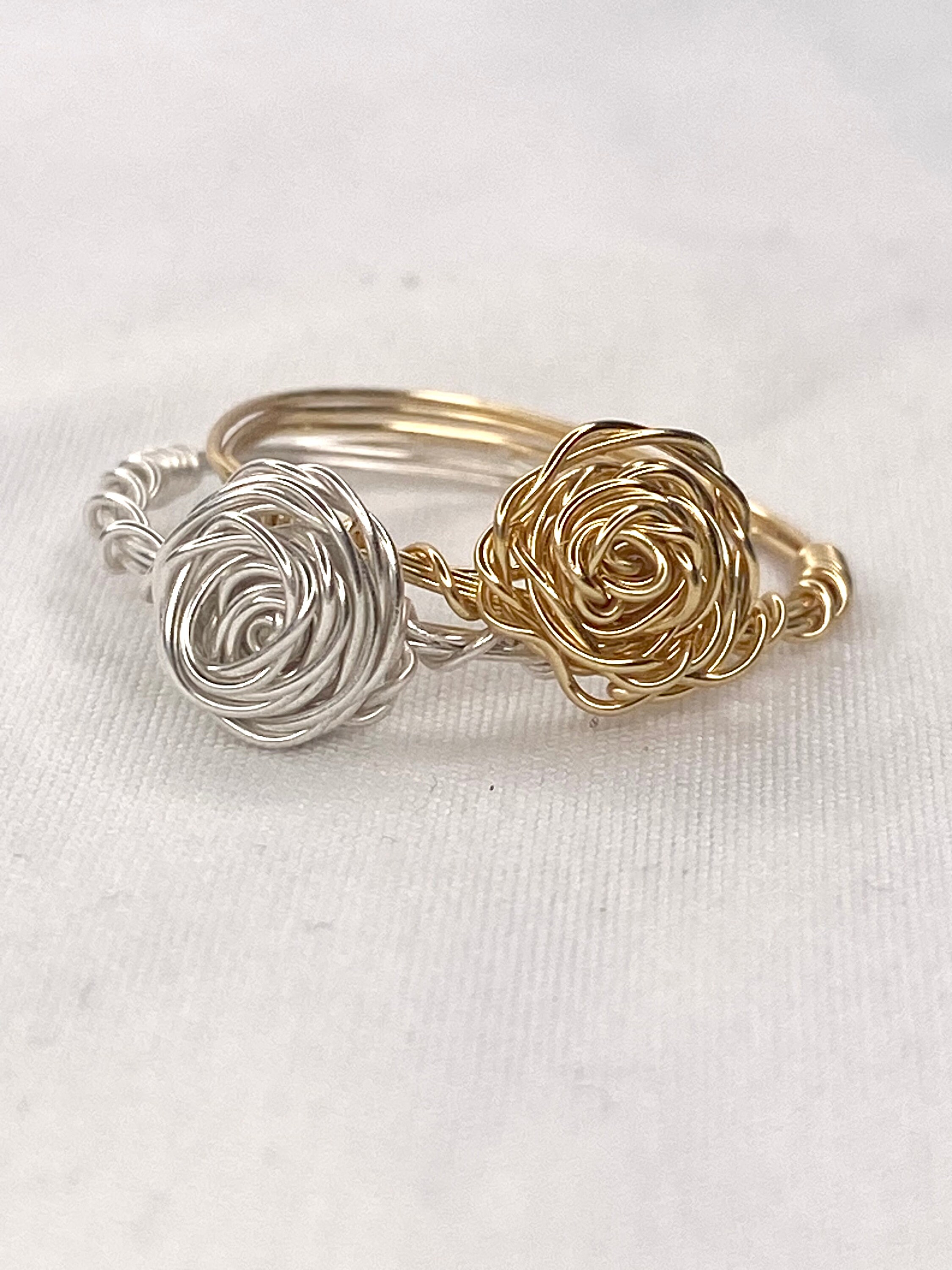 Dainty Rose Ring, Wire Wrapped, Gold and Silver, Rings for Women - Etsy