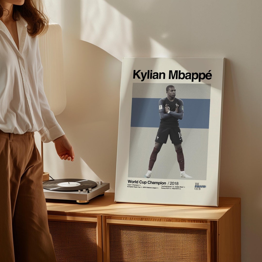 Kylian Mbappé Poster, France World Cup Mid-century Modern Poster, Retro ...