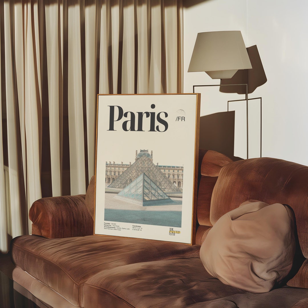 Paris Louvre Poster, France Louvre Art, Mid-century Modern Wall Art ...