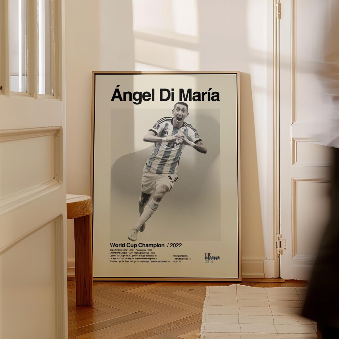 Angel Di Maria Poster, Argentina World Cup Mid-century Modern Poster ...