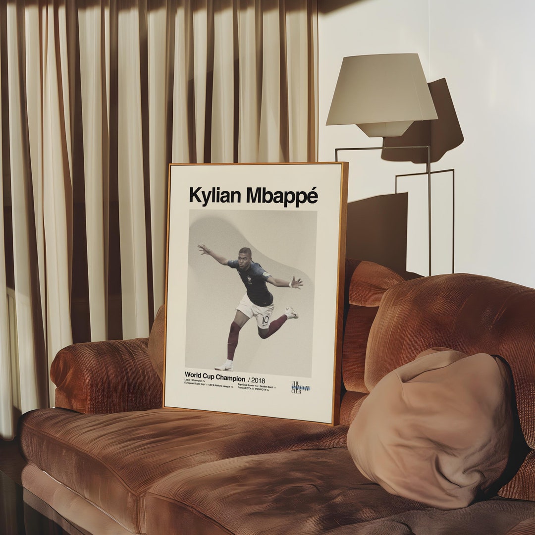 Kylian Mbappé Poster, France World Cup Mid-century Modern Poster, Retro ...