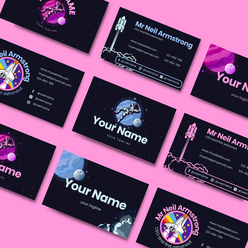 Editable Argonaut Business Card Template in Neon Colors Customizable ...