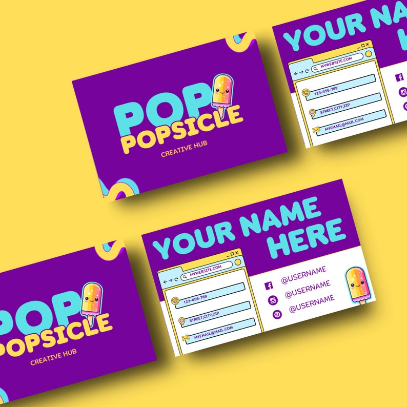 Editable Pop Popsicle Logo Template in Pink, Yellow, Aqua Colors ...