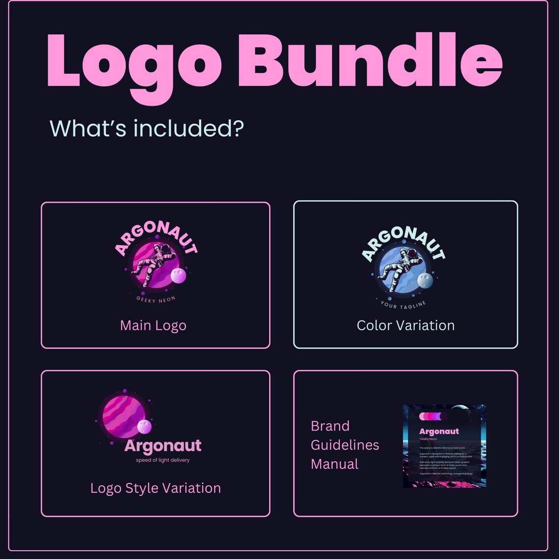Editable Argonaut Logo in Neon Colors Customizable Space Design Dark ...