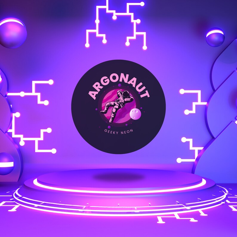 Editable Argonaut Logo in Neon Colors Customizable Space Design Dark ...
