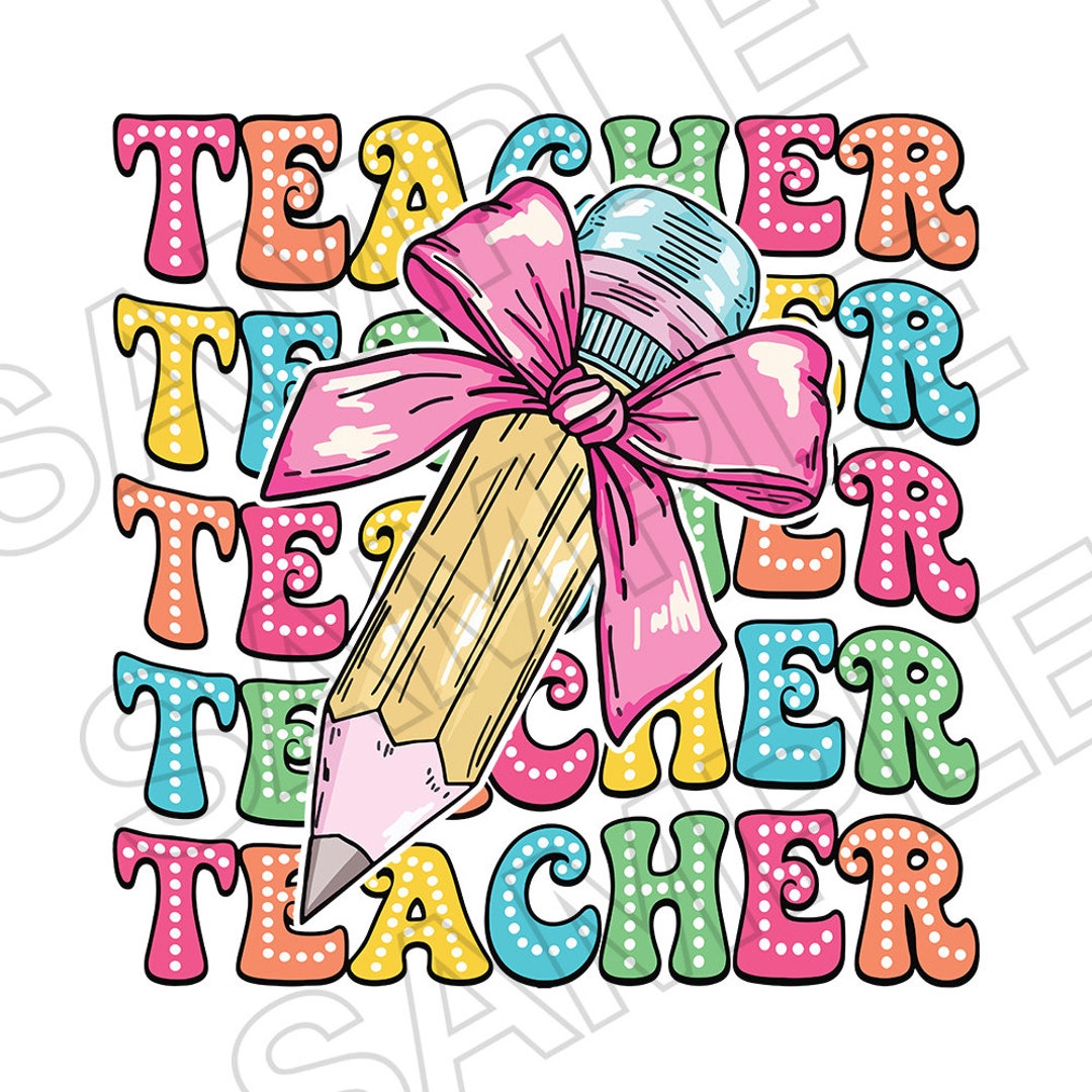 Pencil Bow Teacher Design, Coquette Bow Teacher Png, Back to School ...