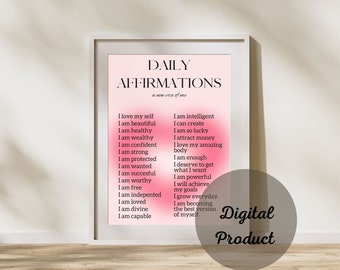 Positive Affirmations Printable, Daily Affirmations, Instant Download ...