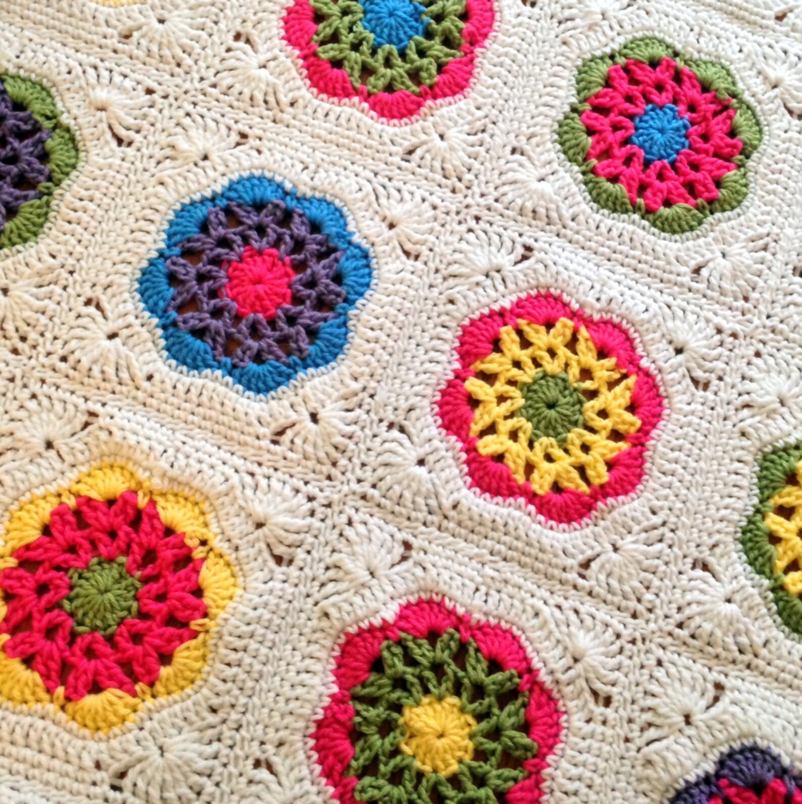 Crochet Afghan | Flower Motif Afghan | Flower Power Afghan | PDF ...