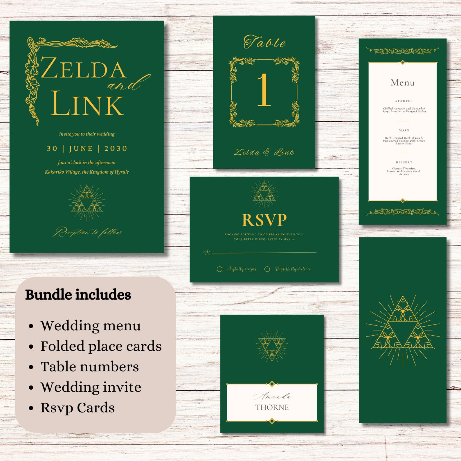 ZELDA Inspired Wedding Invitation Bundle, Wedding Invitation Template ...