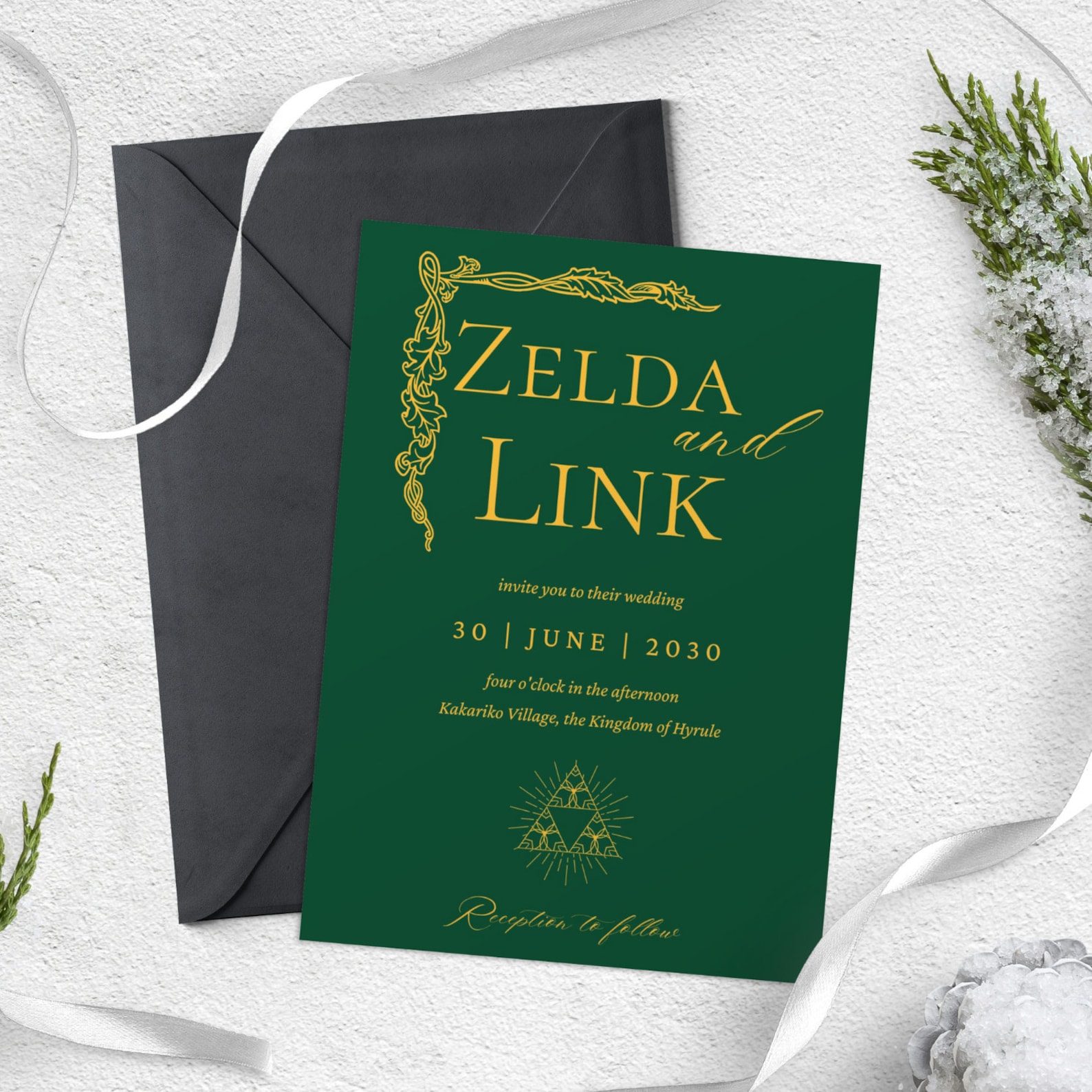 ZELDA Inspired Wedding Invitation Bundle, Wedding Invitation Template ...