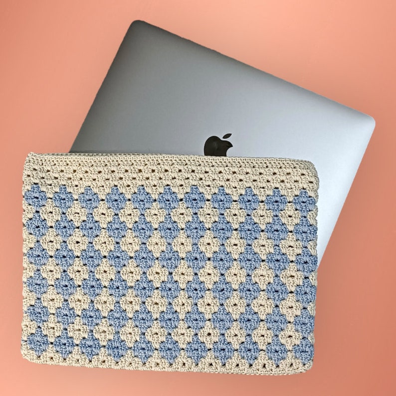 Blue&cream Crochet Laptop Sleeve - Etsy