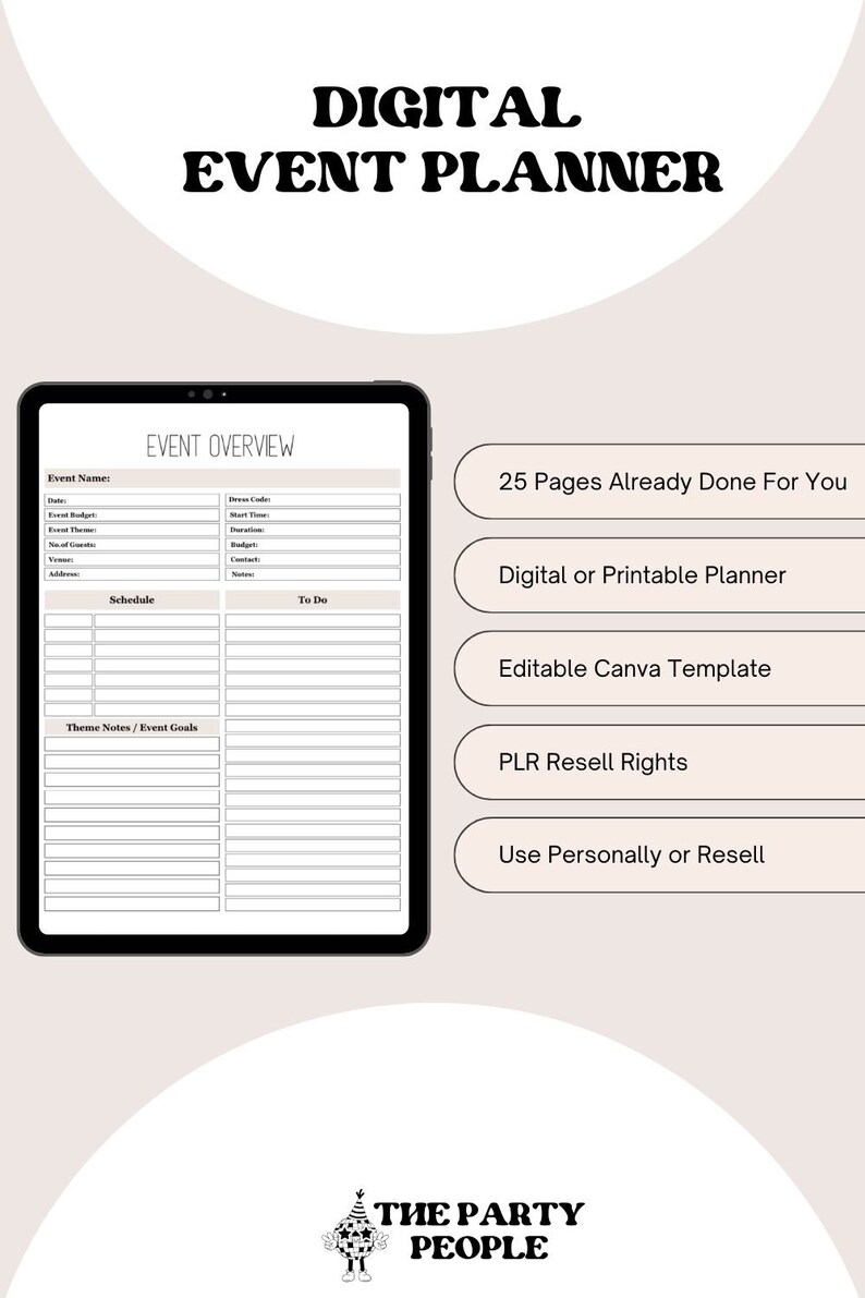 Ultimate Event Planner - 25 Printable Pages | PLR Rights Included for ...