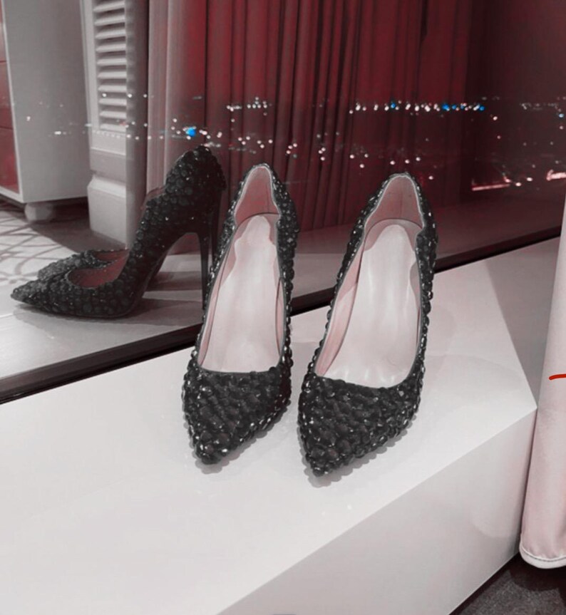 Handcrafted Bedazzled Crystal Pumps Glamorous Sparkling High Heels Custom Luxury Evening Shoes ...