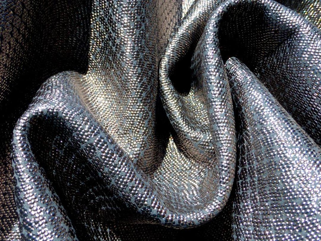 Goatskin Leather Hide Metallic Gunmetal Pebbled Texture Checkerboard ...