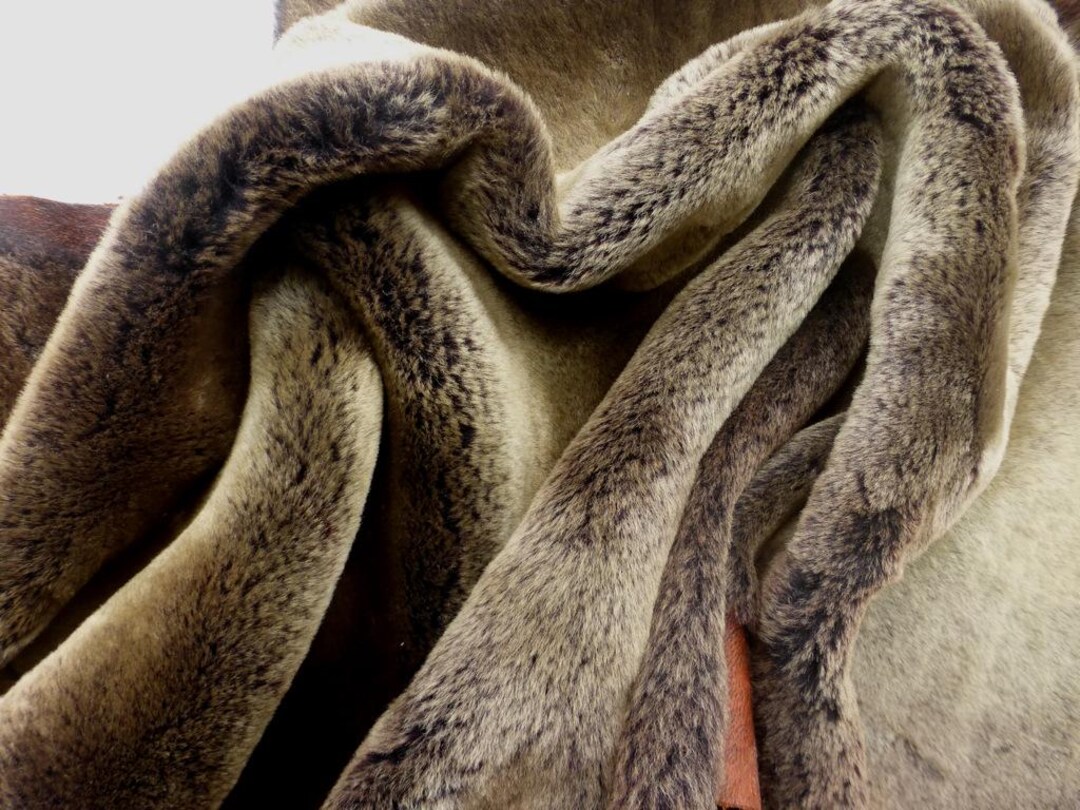 Sheepskin Shearling Leather Hide Bronze Tip Chocolate Super Silky Hair ...