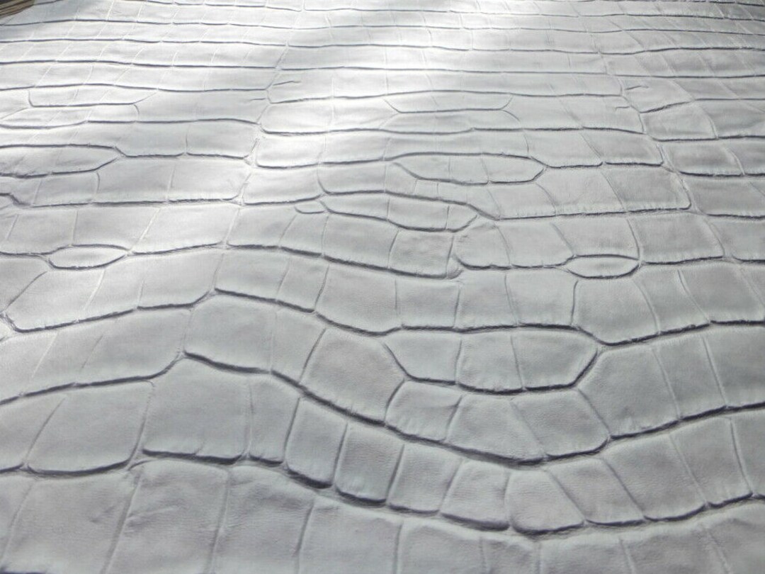 Lambskin Leather Hide Vintage Look Black & Mottled White Crocodile ...