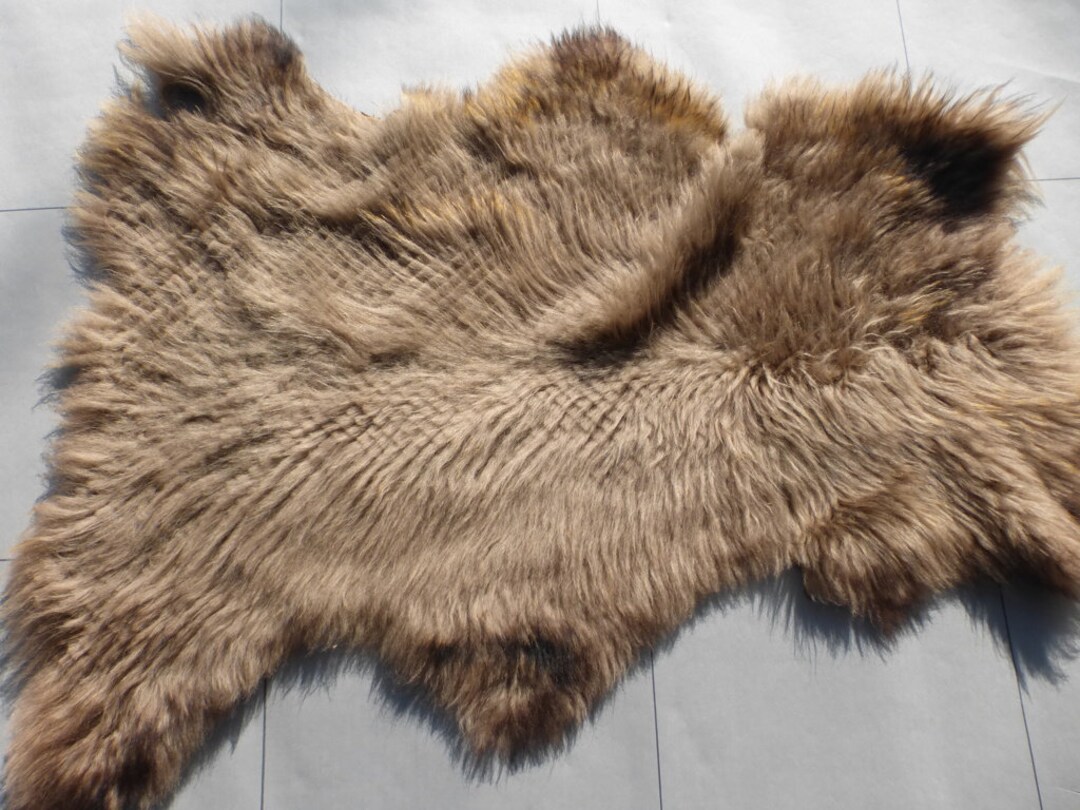 Sheepskin Leather Hide Designer Sheep Long Wild Hair W/laser Cut Dragon ...