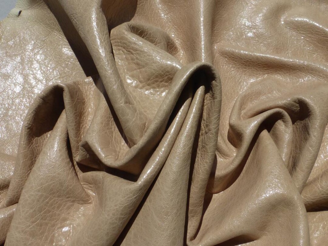 Goatskin Leather Partial Hide Distressed Tan Grainy Texture Semi Gloss ...