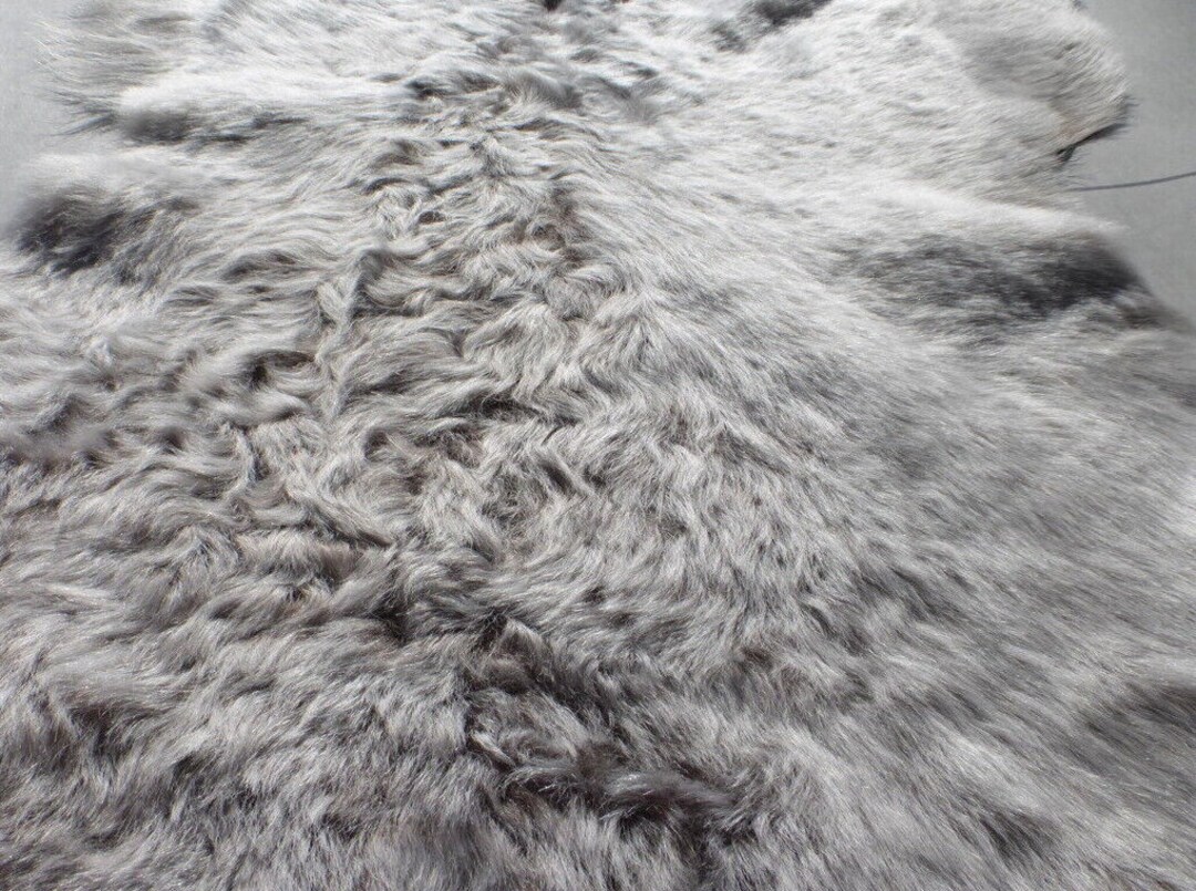 Sheepskin Shearling Leather Hide White Tipped Taupe Wavy Silky Hair W ...