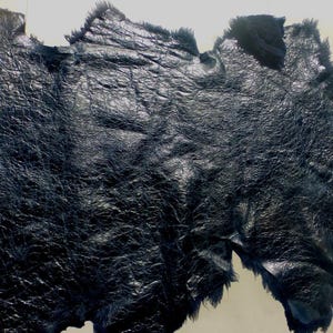 Sheepskin Shearling Leather Hide Blue Black Tight Curly Hair W ...