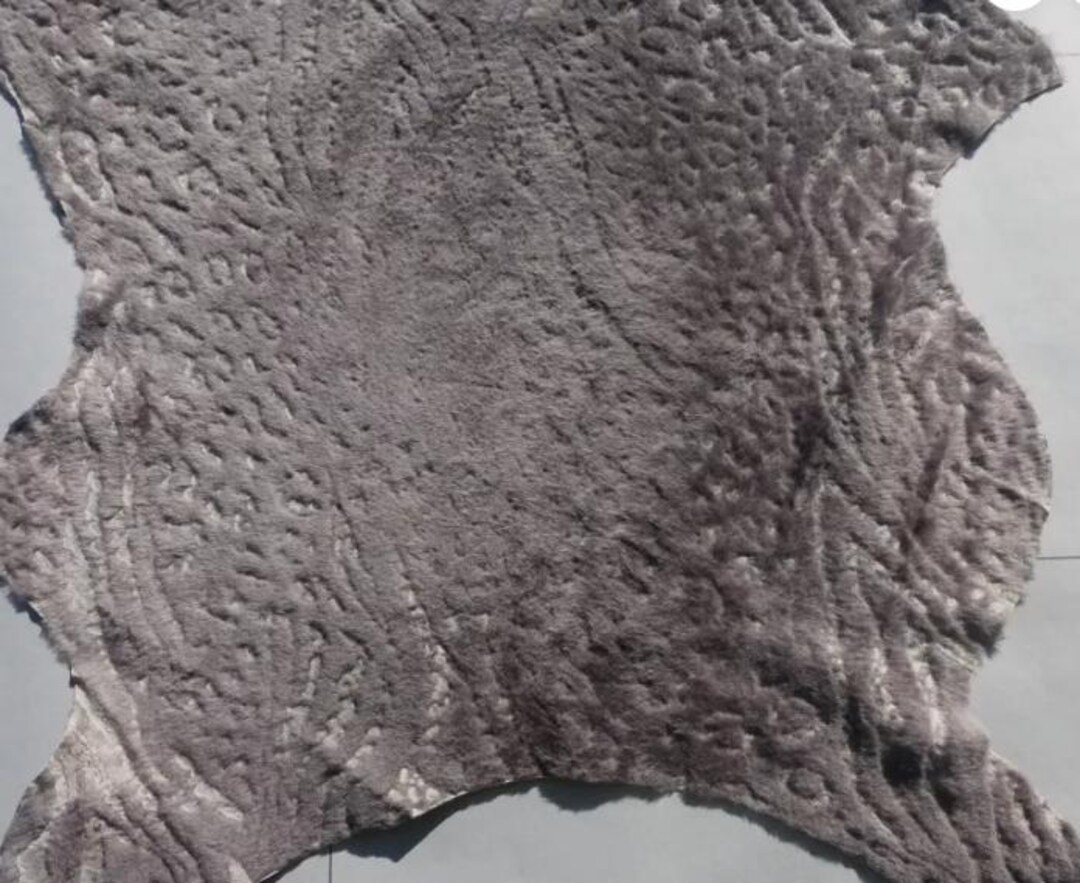 Sheepskin Shearling Leather Hide Charcoal W/laser Cut Leopard & Zebra ...