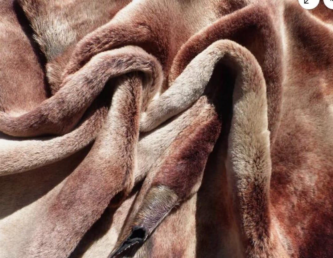Sheepskin Shearling Leather Hide Mottled Cream & Rust Tipped Brown ...