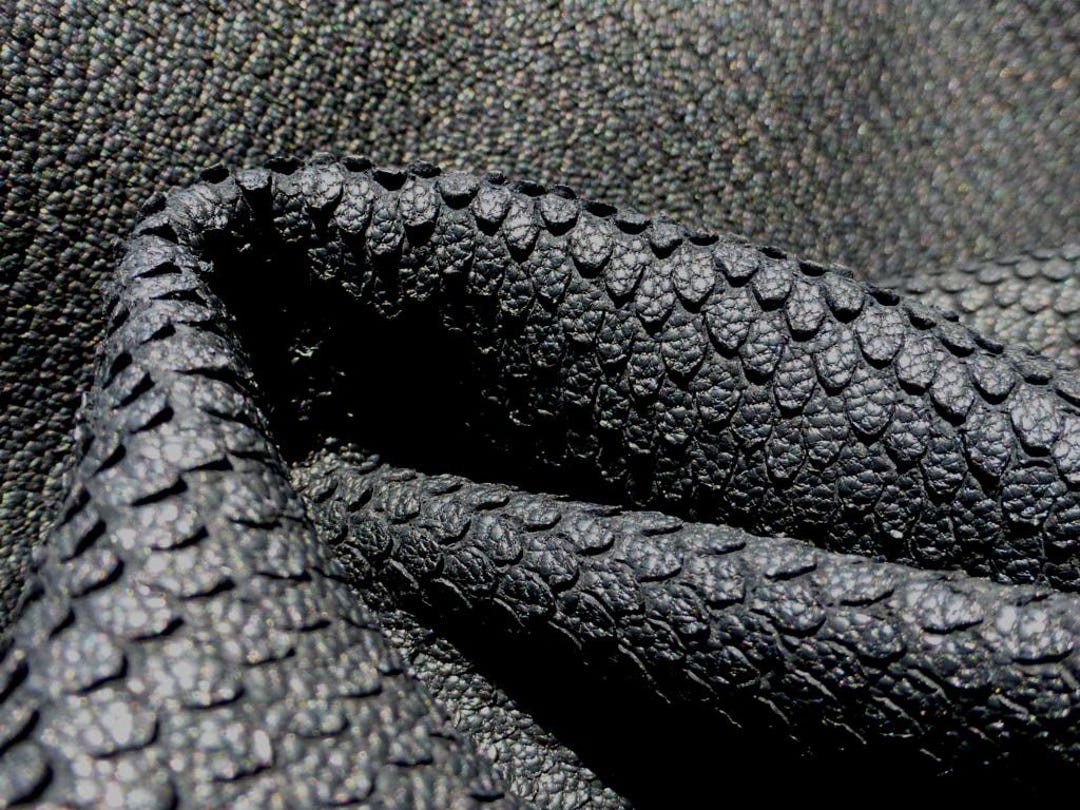 Goatskin Leather Hide Black Laser Cut Lizard Pattern Realistic Matte ...