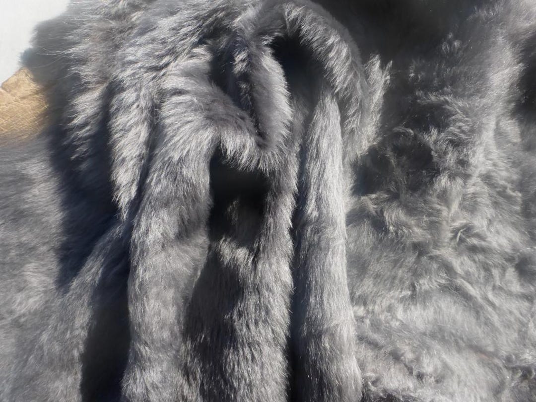 Sheepskin Leather Hide Karakul Charcoal Grey Ultrathin Silky Hair W ...