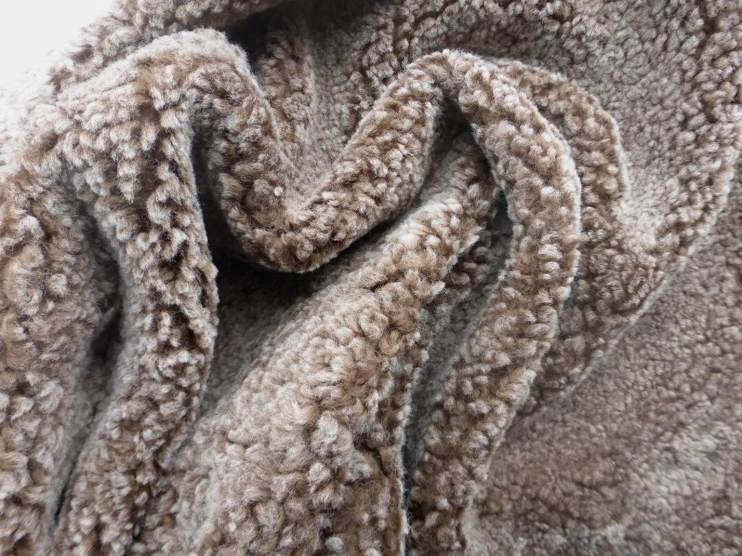 Sheepskin Shearling Leather Hide White Tipped Medium Brown Tight Curly ...