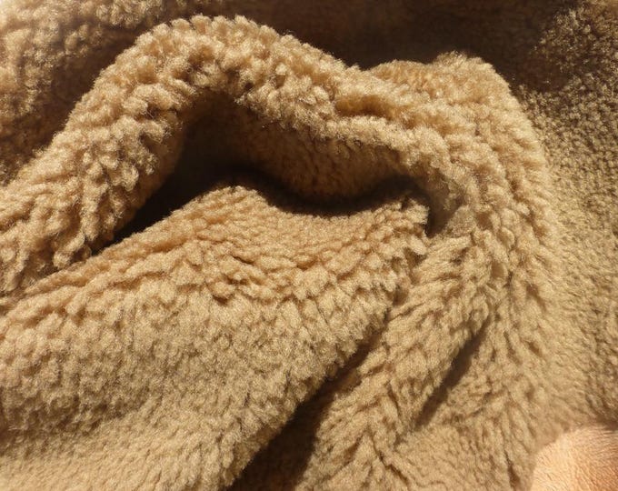 Sheepskin Shearling Leather Hide Camel Brown Thick Curly Hair W/matte ...