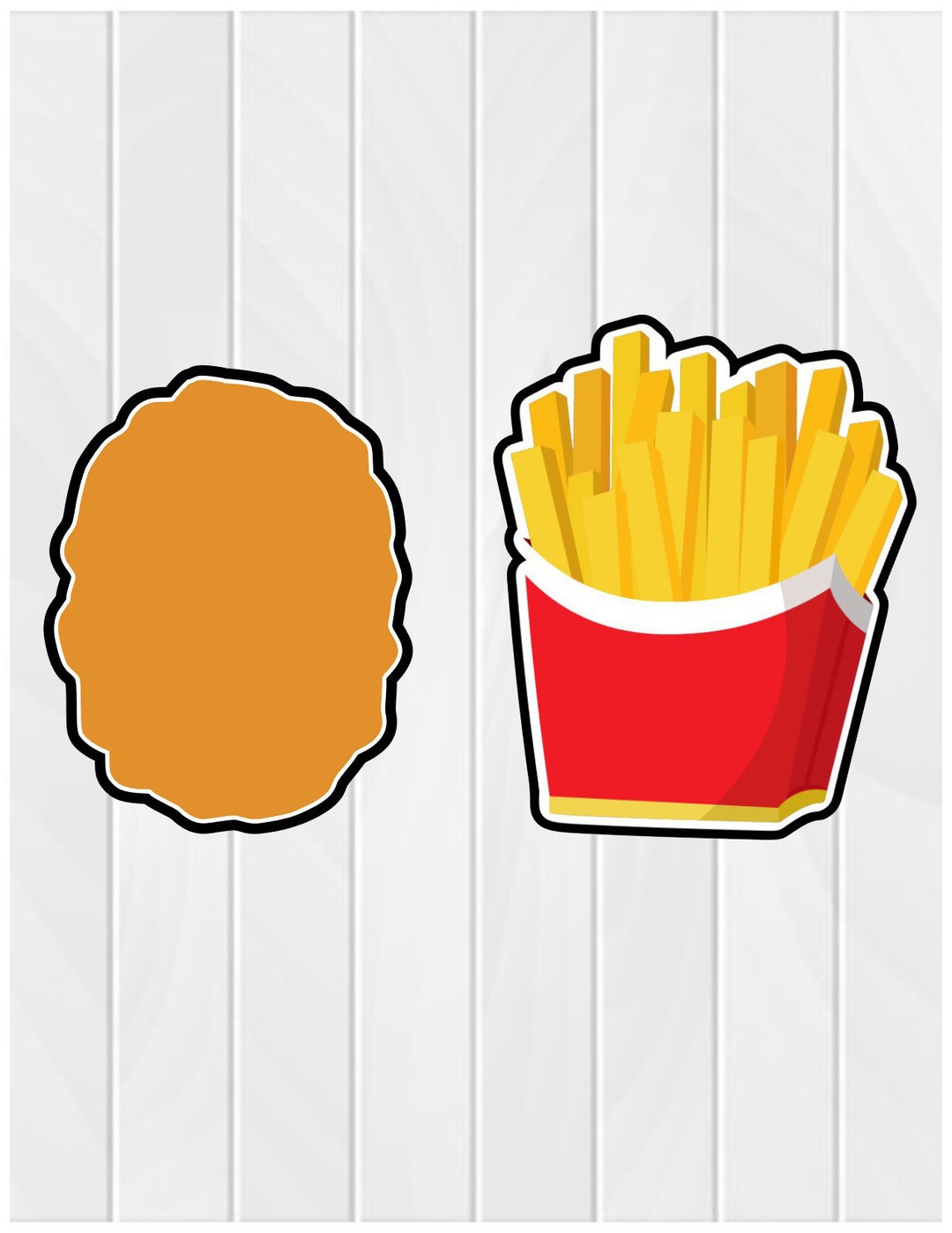 Cookie Cutter CHICKEN NUGGET and Fries #1 2" 2.5" 3" 3.5" 4" 4.5" 5" 3D ...