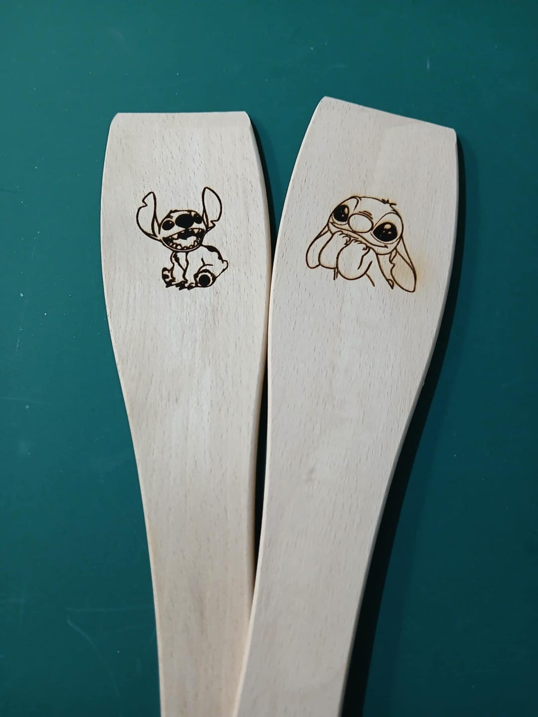 Laser Engraved Stitch Themed Set of Wooden Spatulas - Etsy