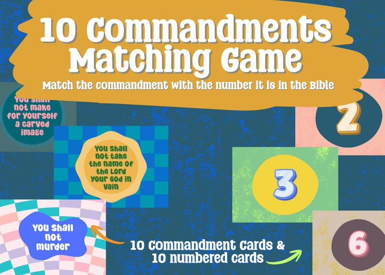 10 Commandments Matching Game Cards - Etsy