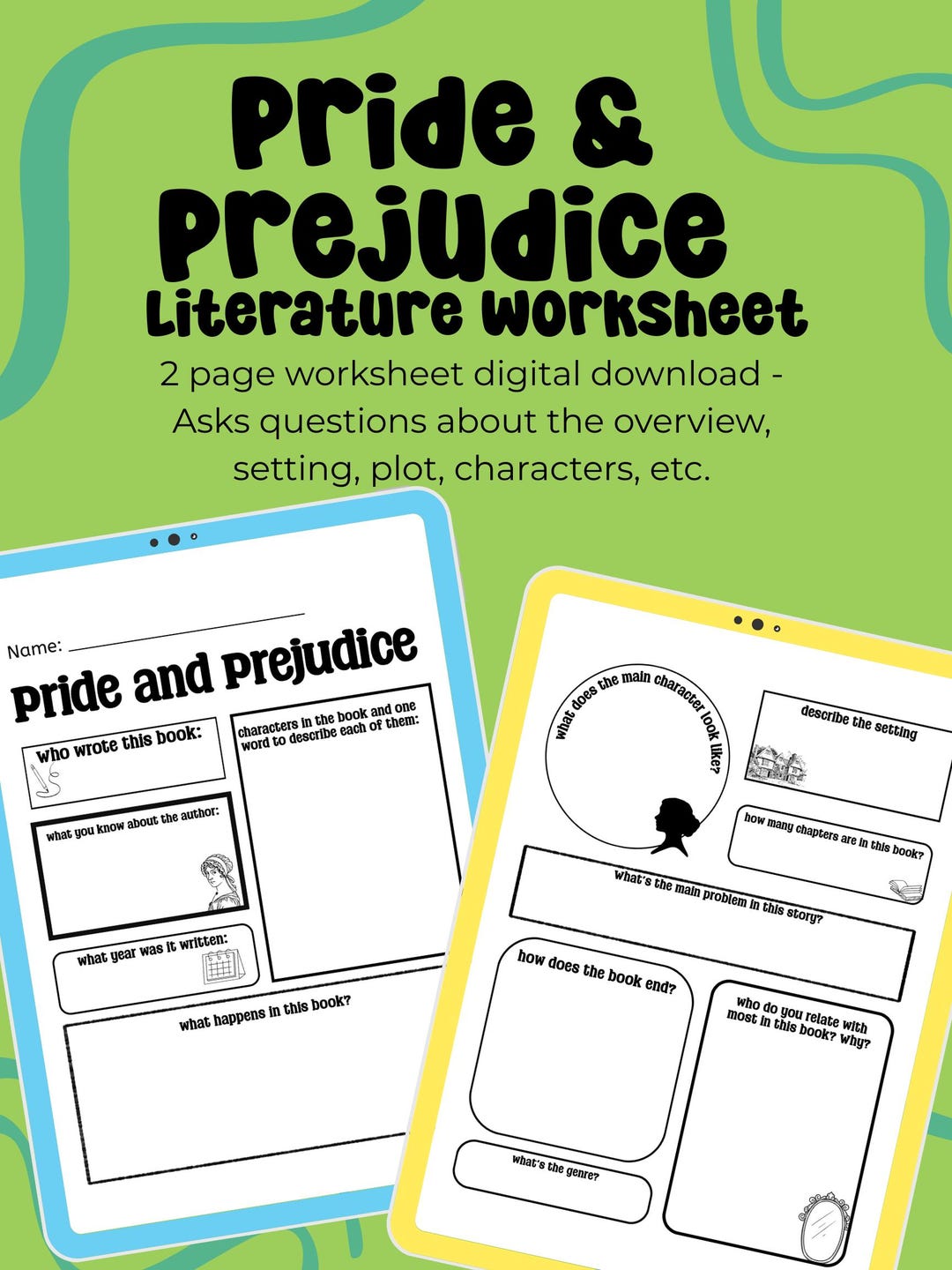 Pride and Prejudice Overview Packet, Worksheet for English Literature ...