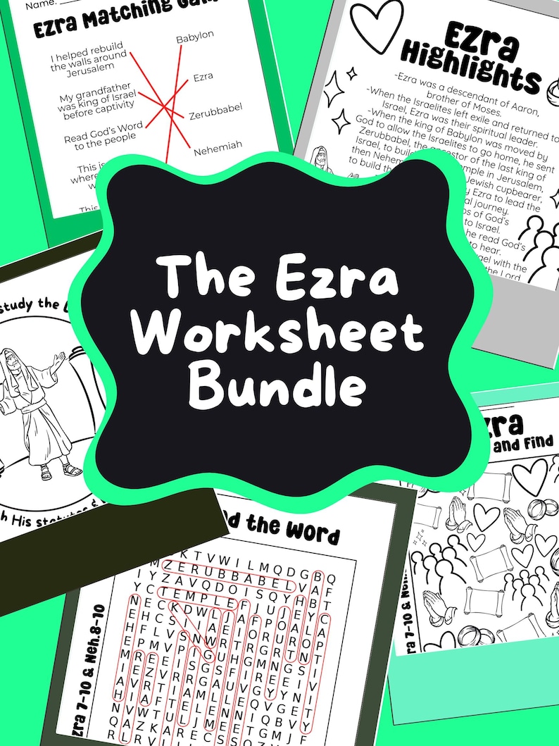 Ezra Bible Character Activity Sheet Bundle – Coloring, Matching, Etc ...