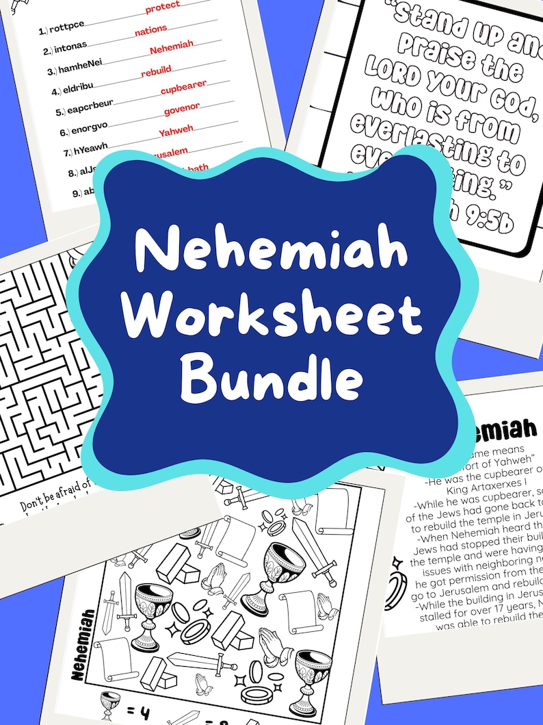 Nehemiah Bible Story Worksheet Bundle – Sunday School (digital Download ...