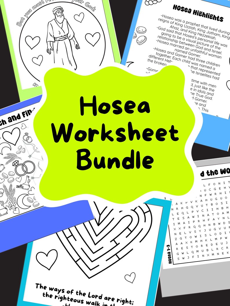 Hosea Worksheet Bundle: Coloring Page, Maze, Search & Find (digital ...