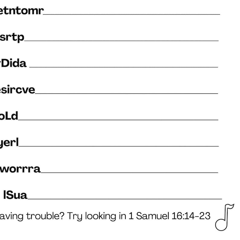 David and Saul 1 Samuel 16:14-23 Worksheet Bundle - Etsy