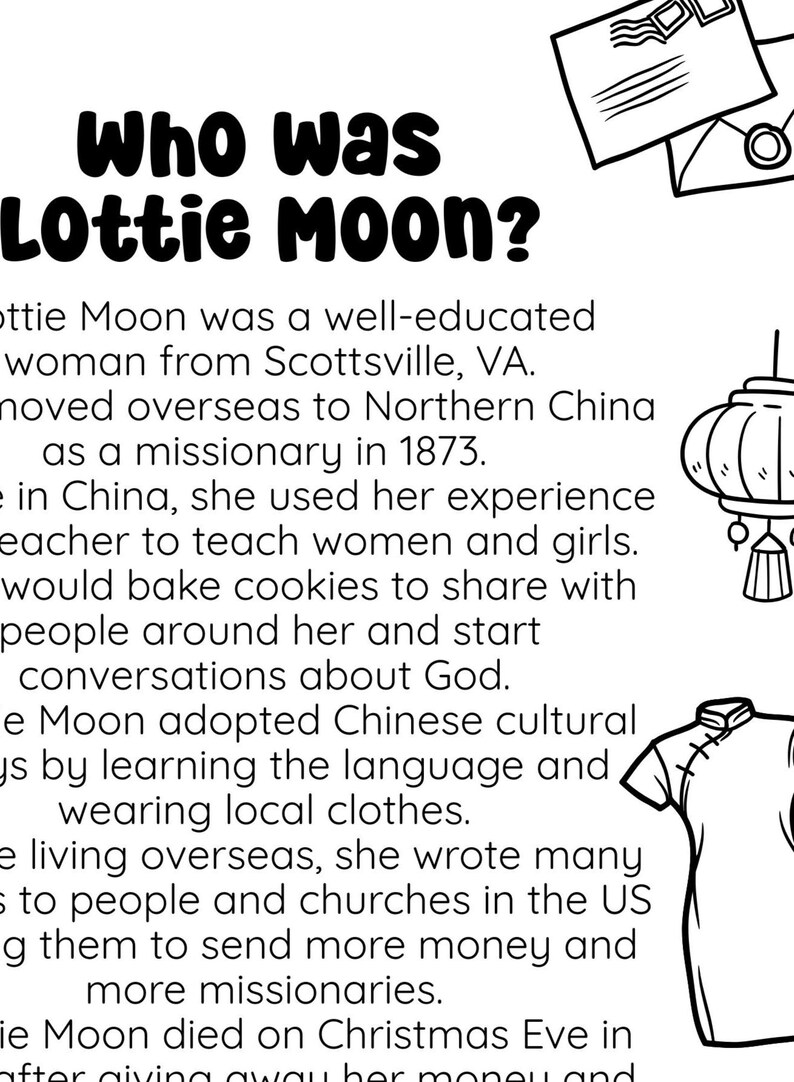 Lottie Moon Activity Sheet Bundle – Maze, Search, Language Learning ...